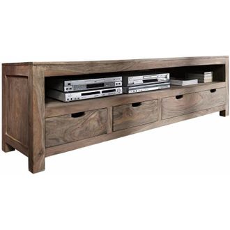 Massivmoebel24 TV-Board Sheesham 190x50x60 grau ge&ouml;lt NATURE GREY 44