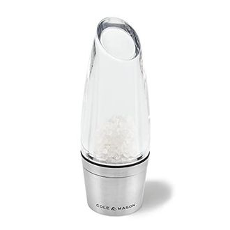 Cole & Mason H308892P Milston Moulin a Sel | Precision+ Stemless/Mouture R&eacute;glable | Acier Inoxydable/Acrylique | 160mm | Comprend 1 x Moulin | Garantie &agrave; Vie Du M&eacute;