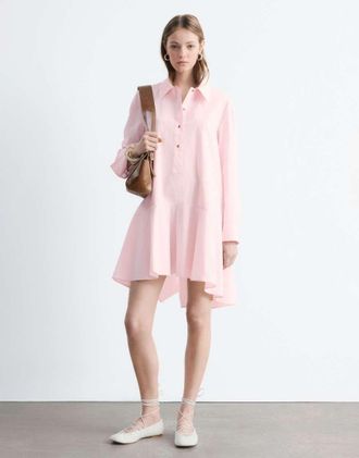 & Other Stories Robe courte en popeline de coton avec col polo - Rose