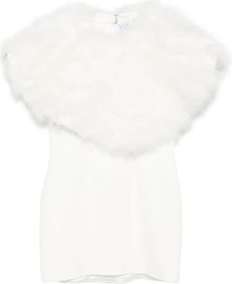Giuseppe Di Morabito robe à bord ornés de plumes - Blanc