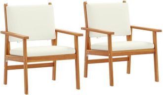 vidaXL Chaise de jardin avec coussin 2 pcs Marron Bois dacacia massif Vidaxl