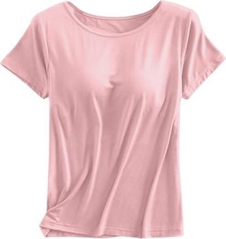 Generic D&eacute;bardeur de sport int&eacute;gr&eacute; &agrave; manches courtes sans manches pour femme - Col rond - Pour la gym, l&eacute;t&eacute; - Joli d&eacute;bardeur de course &agrave; pied - Pour le printe