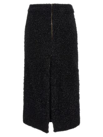 Balenciaga Womens Black Cotton Midi Skirt