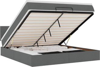 vidaXL Ottoman-Bett mit Matratze Dunkelgrau 180x200 cm Stoff Vidaxl