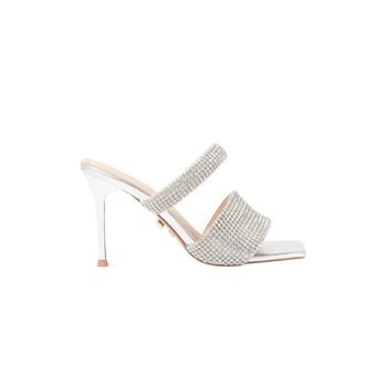 Twentyfourhaitch Femme, Chaussures, Gris, Taille: 40 EU Scarpa Argento Mule doppio listino gioiello