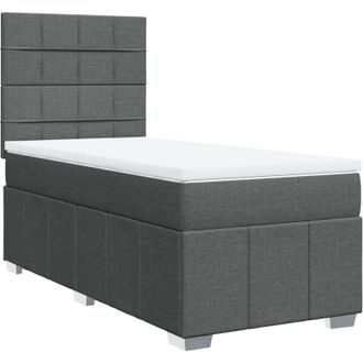 vidaXL Boxspringbett mit Matratze Dunkelgrau 90x190 cm Stoff Vidaxl