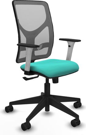 Piqueras y Crespo Computerstuhl mit wei&szlig;en und schwarzen Armlehnen, h&ouml;henverstellbare Lendenwirbelst&uuml;tze, 3 Positionen, Grau/T&uuml;rkis