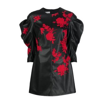 Philosophy di Lorenzo Serafini Femme, Robes, Noir, Taille: 38 FR Robe courte en similicuir &agrave; imprim&eacute; floral