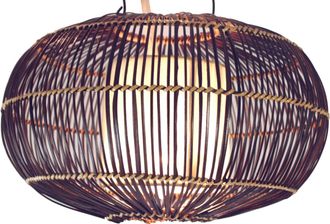 Guru Shop Deckenlampe/Deckenleuchte, in Bali Handgemacht aus Naturmaterial, Rattan, Baumwolle - Modell Cadiz, 20x35x35 cm