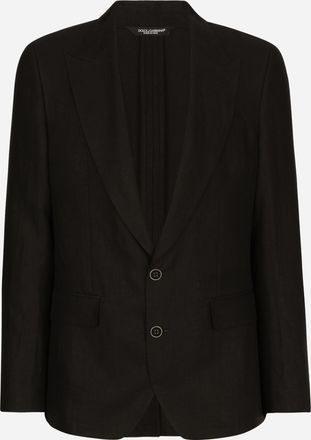 Dolce & Gabbana Jacke Sicilia Aus Leinen - Mann Anzüge Und Blazer Schwarz Leinen 46