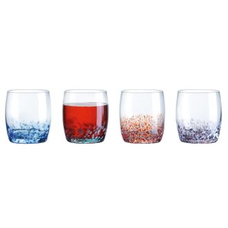 Anton Studio Designs Speckle Handgefertigte DOF-Becher f&uuml;r Whisky, Spirituosen oder Wasser - 350 ml - Mehrfarbig - Set mit 4 eleganten Gl&auml;sern