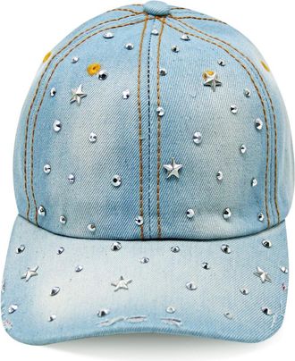 Glamexx24 Jeans Baseball Cap Damen Verstellbare Basecap mit Strasssteinen Atmungsaktive Baumwolle Baseballkappe f&uuml;r Outdoor Running Tennis Golf