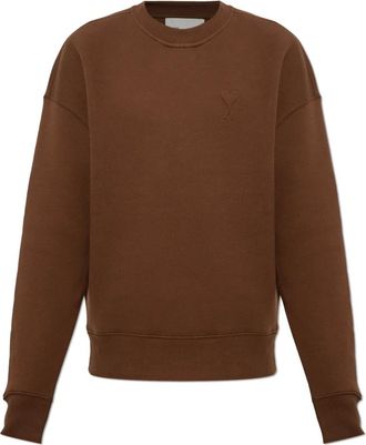 Ami SweaT-shirt en coton &agrave; col rond - Homme - Sweatshirts et sweats &agrave; capuche - Brun - Taille: 3XL