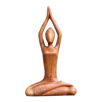 Generic Yoga-Statue aus Holz - Meditierende Figur für Innendekoration | handgeschnitzte Yoga-Skulptur für Wohnzimmer, Arbeitszimmer, Galerieausstellung, Tisch