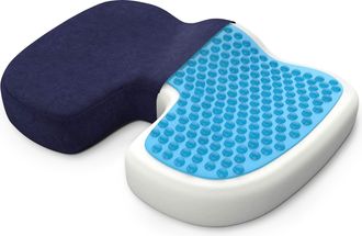 Bonmedico Sitzkissen orthopädisch - Memory Foam Gel Steißbeinkissen - Ergonomisches Sitzkissen für Auto & Bürostuhl, Rollstuhlkissen - Wellness Blau Velours (St