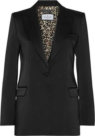 Philipp Plein Femme, Vestes, Noir, Taille: 40 FR Satin Crystal Skull Blazer