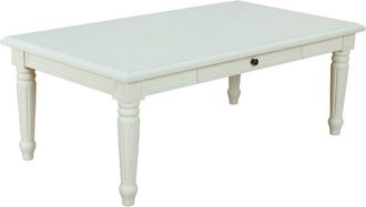 ebuy24 Amaretta Couchtisch antik wei&szlig;, antik patiniert mit 2 Schubladen