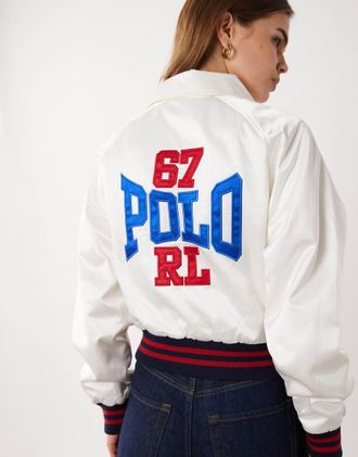 Polo Ralph Lauren Bomber &agrave; motif - Blanc