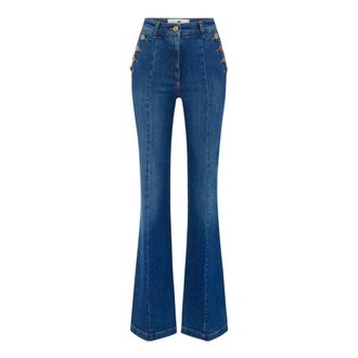 Elisabetta Franchi Femme, Jeans, Bleu, Taille: W27 Jeans Coton Lyocell &Eacute;lasthanne