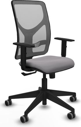 Piqueras y Crespo Grauer Schreibtischstuhl mit 1D-Armlehnen, h&ouml;henverstellbare Lendenwirbelst&uuml;tze. Ausgestattet mit 3 Positionen und Schneideschaum. Mit Rollen von 65 m
