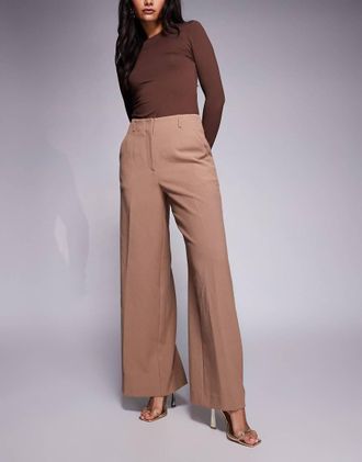 Forever New Chantelle - Elegante Hose in Kamelbraun mit hohem Bund und weitem Bein-Neutral