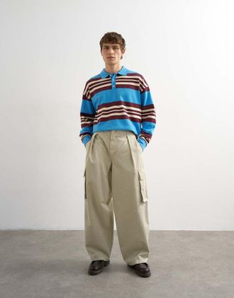 Topman Pantalon cargo baggy - Taupe-Neutre