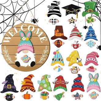 Generico Door Decor - Wooden, Magnetic Hats, austauschbarer Ornament, Welcome Fun | Seasonal Front Door | Porch Farmhouse Wall Outdoor Holiday Home Entrance De