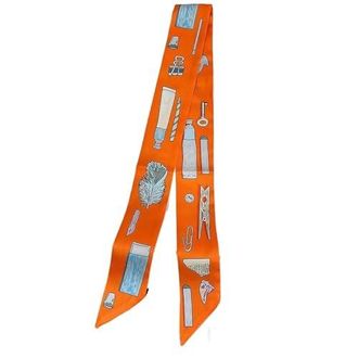 Generic Écharpe européenne pour femme, petite fleur cassée, accessoire en soie, kaki, 90X5CM