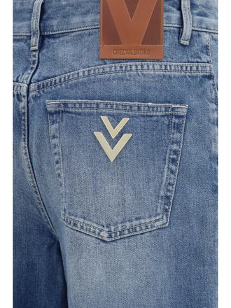 Valentino Womens Straight-Leg Jeans Medium Blue Denim Cotton