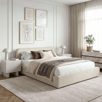 IDIMEX Polsterbett MARINI Doppelbett 140x200 cm in cremewei&szlig; - Bett gepolstert mit Lattenrost, modernes Design & stabiles Holzgestell mit Kunststofff&uuml;&szlig;en