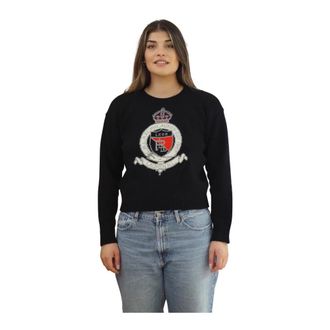Ralph Lauren Lauren schwarzer k&ouml;niglicher Wappenpullover - L- BLK - - Knitwear - Damen - Schwarzk - L