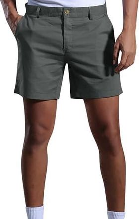 Generic Pantalon cargo pour homme - Court - Vert - Coupe droite - Pantalon de loisirs - Été léger - Short de fitness - Pantalon dextérieur - Short court uni e