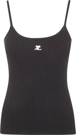 Courr&egrave;ges Femme, Tops, Noir, Taille: 38 FR Reedition Knit Tank Top