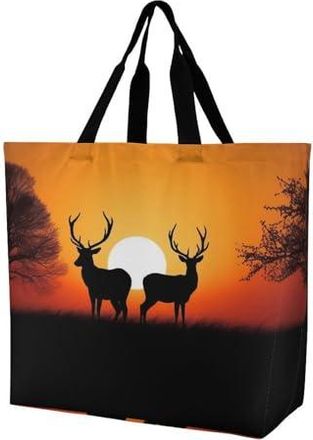 Generic Nature Coucher De Soleil Cerf Sac Courses L&eacute;ger Sacs De Courses D&eacute;contract&eacute; Sac Fourre Tout Pour Plage Shopping Travail