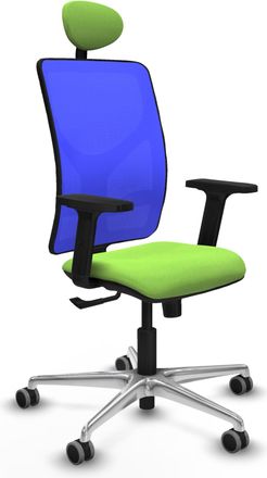 Piqueras y Crespo Stuhl mit R&uuml;ckenlehne und Armlehnen, h&ouml;henverstellbare Lendenwirbelst&uuml;tze und festes Kopfteil, ausgestattet mit Sincro 3 Positionen und Schneideschaum