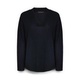 Elena Miro V-Ausschnitt-Top aus Viskosemischung - - Knitwear - Damen - Blau - S