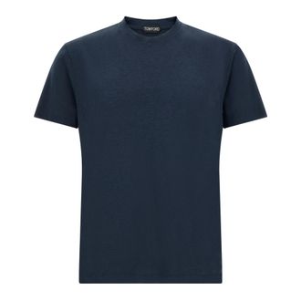 Tom Ford Lyocell Baumwolle Rundhals T-Shirt - - Tops - Herren - Blau - XL