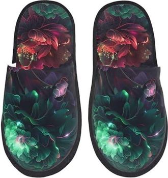 Generic Pantoufles En Feutre OEillet Rouge Et Vert Doux Hiver Pantoufles Antid&eacute;rapant Chausson Hotel Pour Int&eacute;rieur Chambre Femmes M