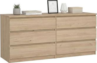 Dmora Kommode Victoire, Wohnzimmerbuffet, Wohnzimmer-Sideboard, Moderne K&uuml;chen-Speisekammer, 154x50 h68 cm, Eiche