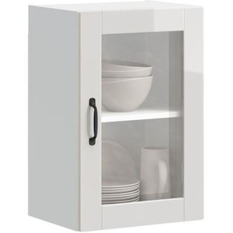 vidaXL Vidaxl - Armoire murale cuisine avec porte en verre Porto blanc brillant