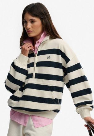 Superdry Sweatshirt STUDIOS STRIPE HALF ZIP mit hochschlie&szlig;endem Kragen, aus Baumwolle und Sweatware, Relaxed Fit