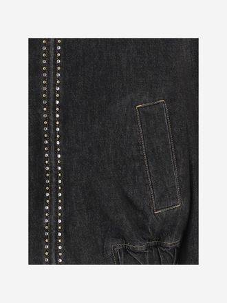 Versace Womens Decorated Denim Jacket Black Cotton