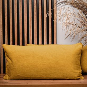 MG Design 2er Set Kissenbez&uuml;ge 40 x 80 cm in Gelb - mit Rei&szlig;verschluss, langfloriges Kunstfell, extra weich & Cosy, pflegeleicht
