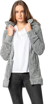 Sublevel Damen Fleece-Mantel: Kuschelige Teddyfleece Kapuzenjacke, Langarm, Warm und Bequem, Freizeitjacke in Schwarz, Rosa, Wei&szlig;, Grau dark-grey XXL