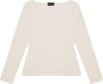 Emporio Armani Femme, Tops, Beige, Taille: 38 FR Maille textur&eacute;e en poly-viscose extensible