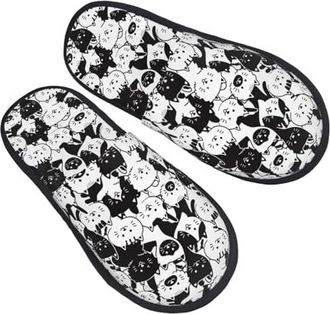 Generic Illustration De Chat Mignon Unisexe Slippers Respirantes Chaussons Antid&eacute;rapantes Chaussures De Maison Pour Maison Hiver Ext&eacute;rieur L