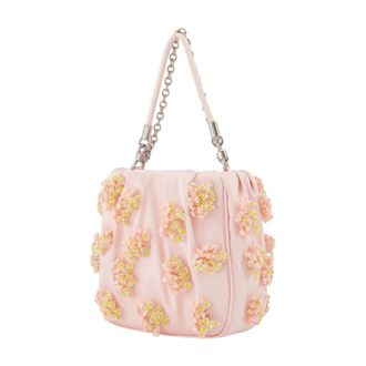 Self Portrait Womens Floral Beaded Shoulder Bag Pink Synthetic