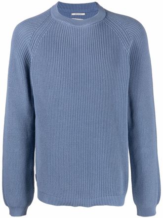 Woolrich pull en maille nervur&eacute;e &agrave; encolure ras du cou - Bleu