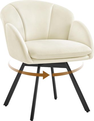 Yaheetech Schreibtischstuhl 360&deg; Drehbar, Samtiger B&uuml;rostuhl mit Doppeltem Sitzkissen, Schminktisch Stuhl in Bl&uuml;tenblattform, Drehstuhl f&uuml;r B&uuml;ro/Schlafzimmer/Wo