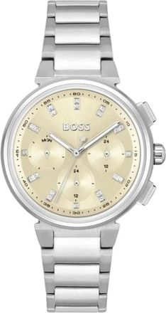 HUGO BOSS Femme, Accessoires, Gris, Taille: ONE Size Cadran Dor&eacute; Montre en Acier Inoxydable &agrave; Quartz
